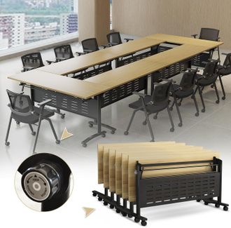 Generic Klappbarer Konferenztisch, Mobiler Besprechungsraum f&uuml;r 2-10 Personen mit Rollen, Moderner Schreibtisch f&uuml;r F&uuml;hrungskr&auml;fte, Podcast-Tisch, Extra Breit