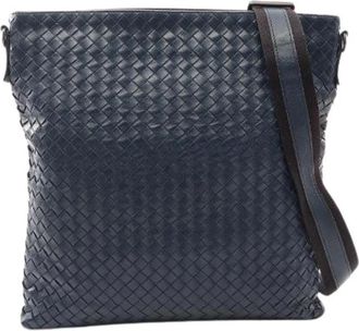 Bottega Veneta Sac bandouli&egrave;re en cuir Intrecciato Pre-owned - Femme - Pre-owned - Bleu - Taille: ONE Size