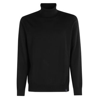 Fay Schwarzer Rollkragenpullover Langarm - - Knitwear - Herren - Schwarzk - XL