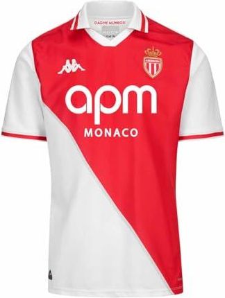 Kappa Maillot Kombat Home AS Monaco Football Officiel Blanc Homme (FR/ES, Alpha/Lettres, S, Taille Normale, Taille Normale, White/Red Tango SP)