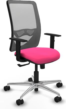 Piqueras y Crespo Rosa Schreibtischstuhl Zulema mit 1D-Armen, h&ouml;henverstellbare Lendenwirbelst&uuml;tze, ausgestattet mit Sincro 3 Positionen und Schneideschaum, Grau/Rosa