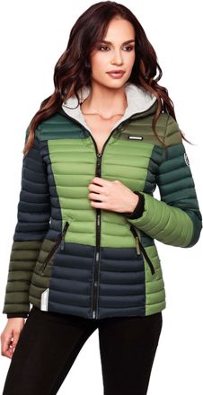Navahoo Damen Jacke Steppjacke &Uuml;bergangsjacke gesteppt Colour Blocking B841 [B841-Multikulti-Forest-Gr.XS]