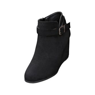 Generic Bottines &eacute;l&eacute;gantes pour femme avec talon pointu - Bottines avec boucle en daim - Talon compens&eacute; - Chaussures de soir&eacute;e - Couleur unie - &Eacute;l&eacute;gantes - Bo