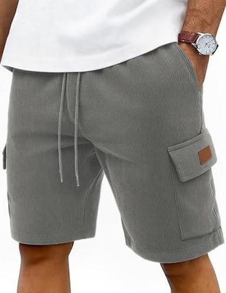iClosam Velours C&ocirc;tel&eacute; Short Homme Casual Chino Corduroy Shorts Court Homme Short Cargo Casual Court Shorts Ete Bermuda Pantalon avec Poches