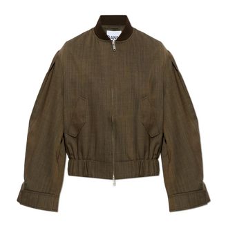 Ganni Bomber aus Wollmelange - - Jackets - Damen - Gr&uuml;n - 2XS
