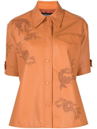 Rochas chemise Soriana en cuir - Marron