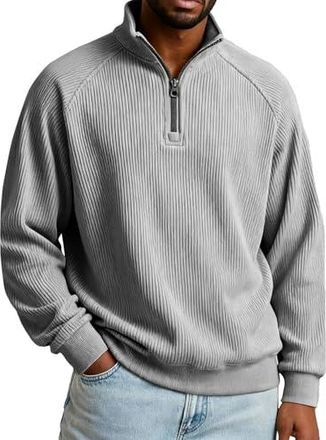 Generic Pull &agrave; col roul&eacute; pour homme - Sans capuche - Col montant - Couleur unie - Avec fermeture &eacute;clair 1/4 - T-shirt de sport confortable - Doux - Coupe droi