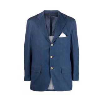 Kiton Ocean Blue Stretch-Cotton Blazer - - Jackets - Herren - Blau - L