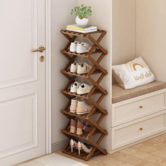 Generic Mehrst&ouml;ckiges Vertikales Schuhregal for Schlafsaal, Faltbarer Schuhst&auml;nder, Schuhorganizer aus Bambus for Eingangsbereich und Flur