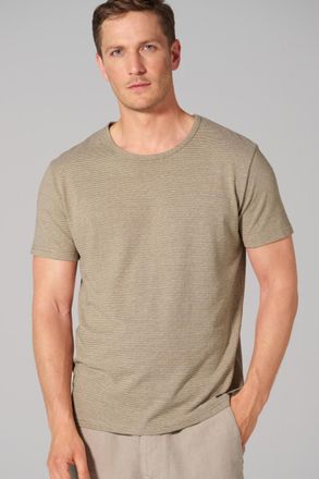 Hempage Hempage Herren vegan T-Shirt Striped Shitake Beige