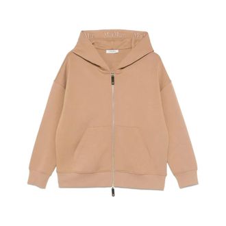 Max Mara Femme, Sweatshirts et sweats &agrave; capuche, Beige, Taille: 42 FR Sweat &agrave; Capuche Beige avec Fermeture &Eacute;clair et Poches
