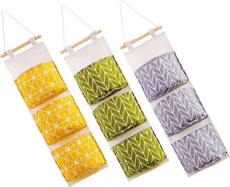 NUOBESTY 3 S&auml;tze Teiliges Wandh&auml;ngeset Baumwolle Leinen Aufbewahrungstasche mit Haken Platzsparender Organizer f&uuml;r Schlafzimmer Kleiderschrank und Reise Vielse