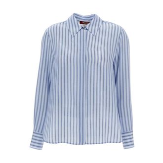 Max Mara Gestreiftes Seidenhemd - - Blouses & Shirts - Damen - Blau - M