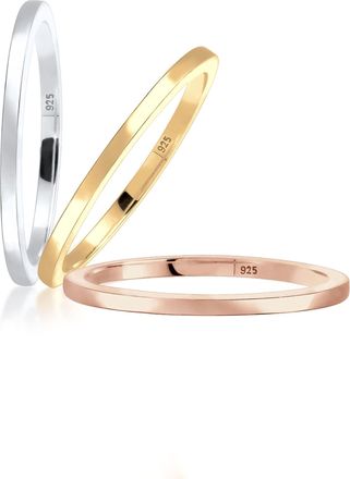 Elli Ring Damen Set Stapel Tri-Color in 925 Sterling Silber