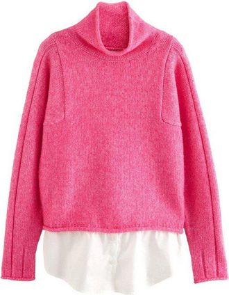 Next Strickpullover Strickpullover mit Hemdeinsatz und Rollsaum (1-tlg)