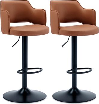 Generic Fr&uuml;hst&uuml;cksbarhocker-Set (2Er-Set), Moderner, Drehbarer und H&ouml;henverstellbarer K&uuml;chenhocker mit R&uuml;ckenlehne, Gepolsterter Tresenhocker f&uuml;r K&uuml;cheninseln