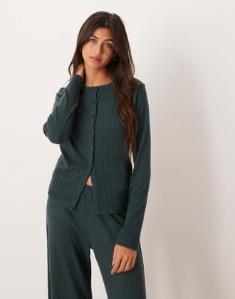 Abercrombie & Fitch Gilet densemble de pyjama en maille pointelle - Vert