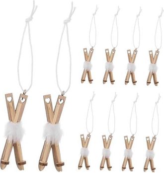 UPKOCH 10 Pi&egrave;ces Ornements De Tra&icirc;neau De No&euml;l Ornement No&euml;l Ski Mini Tra&icirc;neau Ski Neige Suspendu Ornement darbre Mini Ornements en Bois Pendentifs Festifs