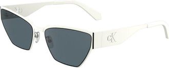 Calvin Klein CA-38336 Metal Cat-Eye Sunglasses - White