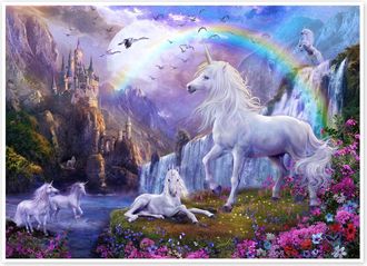 Posterlounge Schloss der Einhörner Poster von Jan Patrik Krasny 70 x 50 cm Wandbilder Wanddeko