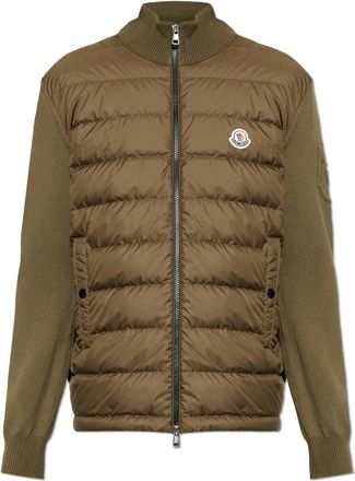 Moncler Homme, Pulls, Vert, Taille: L Quilted Front Cardigan