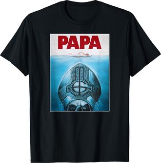 Ghost Papa Poster T-Shirt für Erwachsene und Kinder, Schwarz, Unisex, Halbarm, Klein, Klassische Passform, Cartoon, Vatertag, T-Shirt
