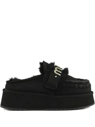 Mou Plateau-Mules mit Logo - Schwarz