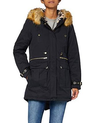 Kaporal Parka r&eacute;gular Femme &agrave; Capuche avec Fausse Fourrure Amovible - Lofty - Femme - XS - Noir