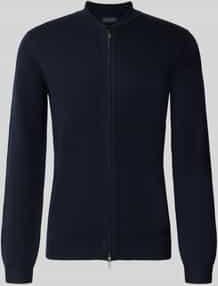 Christian Berg Slim Fit Strickjacke aus Baumwoll-Mix mit Stehkragen