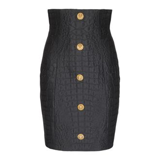 Balmain Bleistiftrock in Krokodil-Optik - - Skirts - Damen - Schwarzk - XS