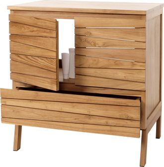 Mendler Teak-Waschbeckenunterschrank HWC-M73, Waschtisch Schrank, hochwertiges B-Grade-Teak (Kernholz, 20-30 Jahre), 87x81x56cm