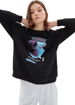 Trendyol Trendyol schwarz gestricktes Sweatshirt, schwarz
