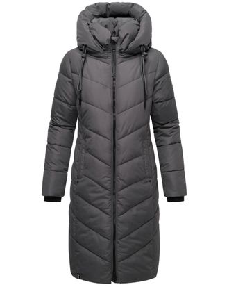 Navahoo Damen Wintermantel Warmer Langer Steppmantel mit Abnehmbarer Kapuze Sahnekatzii XIV Anthracite Gr. 5XL