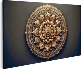 Islandburner Bild auf Leinwand Detailliertes Goldenes Mandala auf Dunklem Hintergrund Bilder Wandbilder Poster