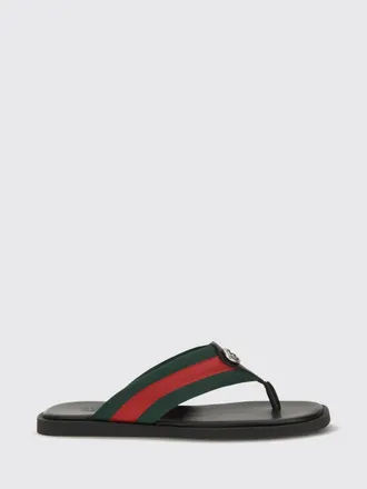Gucci Gestreifte Nylon-Zehenstegsandalen mit GG-Monogramm