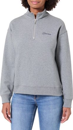 GANT Damen Script Half Zip Sweat Sweatshirt, Charcoal Melange, S