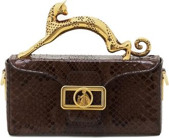 Lanvin mini sac à main à effet peau de python - Marron