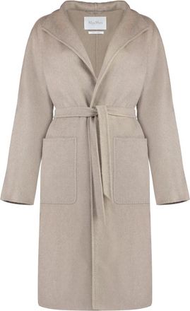 Max Mara Femme, Pulls, Beige, Taille: 42 FR Manteau en Cachemire avec Col Revers et Ceinture