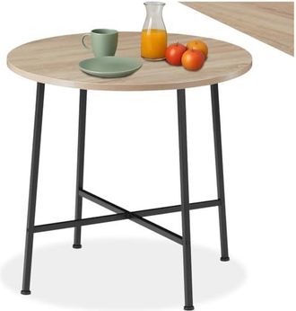 TecTake TecTake Table &agrave; Manger Ronde 80 x 76 cm pour Salle &agrave; Manger, Table Cuisine Style Industriel Tables de Salle &agrave; Manger, Meuble Industriel, Meuble Salon 