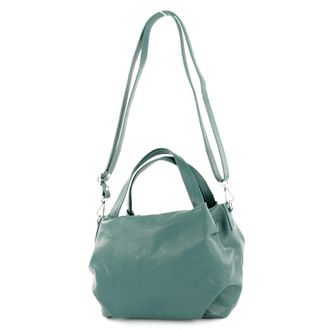 modamoda.de T218 Damen Leder Henkeltasche Tragetasche Schultertasche handmade in Italy, Farbe:Petrol