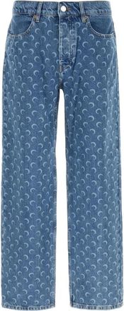 Marine Serre Homme, Jeans, Bleu, Taille: M Moon Laser Denim Jeans