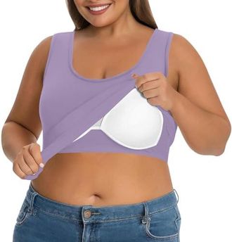 Generic D&eacute;bardeur de sport pour femme - Avec soutien-gorge int&eacute;gr&eacute; - Noir - Ventre nu - Sans manches - Crop Tops sans manches - Gilet &eacute;lastique - D&eacute;bardeur st