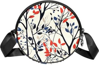 Generic Sac &agrave; bandouli&egrave;re rond pour femme, motif arbre color&eacute;, petit sac &agrave; bandouli&egrave;re avec fermeture &eacute;clair, bretelles r&eacute;glables, sac &agrave; main rond d&eacute;contract&eacute;