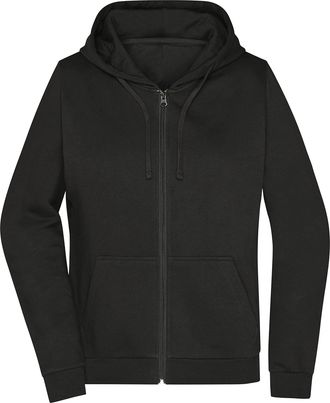 James & Nicholson Damen Basic Kapuzen-Sweatjacke - Leicht taillierte Sweatjacke mit Kapuze | Farbe: Black | Gr&ouml;sse: XXL