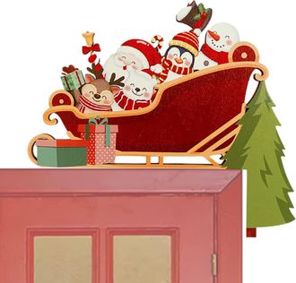 Generico Weihnachtst&uuml;rrahmen - Elk Pinguin Weihnachtsmann aus Holz T&uuml;rrahmen | Weihnachten f&uuml;r h&auml;ngende T&uuml;ren f&uuml;r Partyartikel zu Hause