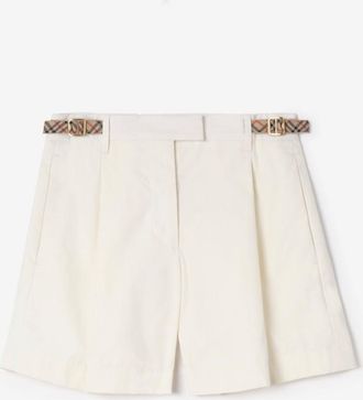 Burberry Short en popeline de coton avec Check, Size: 08