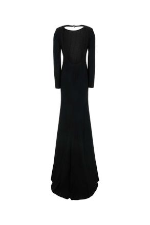Gucci Womens Black Crepe Long Dress Exterior: Acetate Viscose Abiti Lunghi