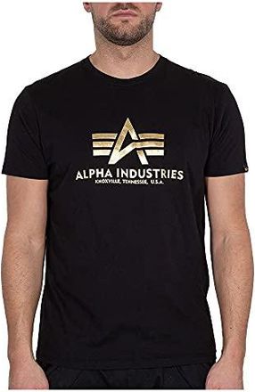 Alpha Industries Alpha Industries Basic T-Shirt Foil Print pour Hommes, Black/Yellow Gold