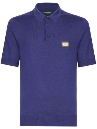 Dolce & Gabbana polo en laine vierge à étiquette logo - Bleu