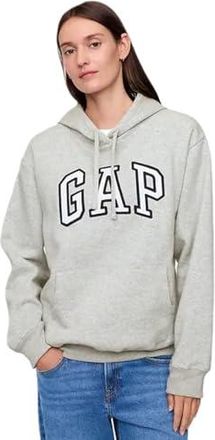 GAP Logo Hoodie Hooded Full Zip Sweatshirt Maillot de survêtement, Clair, chiné, Gris, L Femme